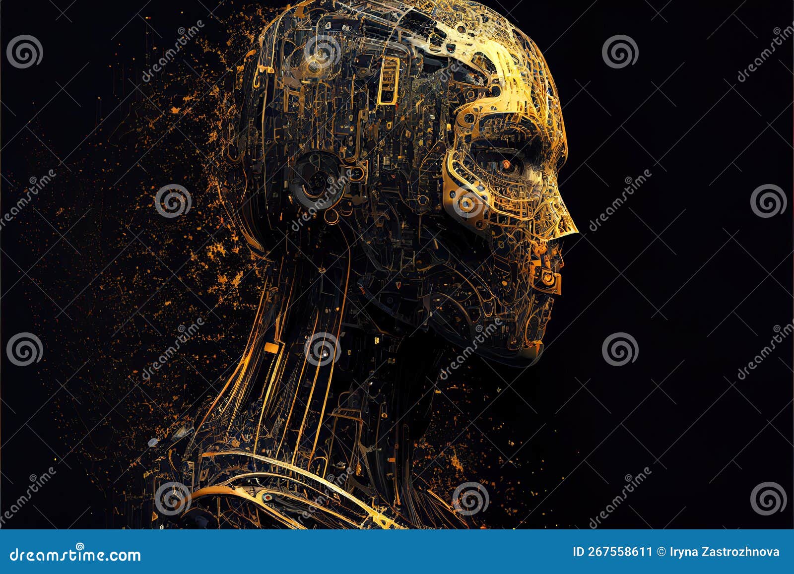 Portrait of an Artificial Intelligence Render on a Black Background ...