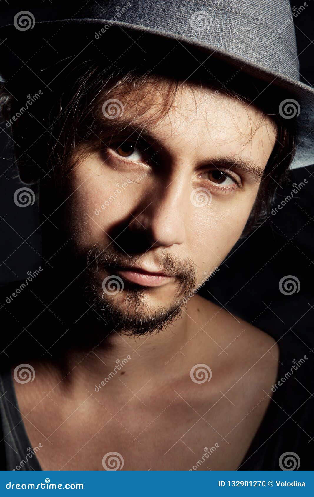 Portrait of Artist-man with Hat Stock Photo - Image of lonely, hippie ...