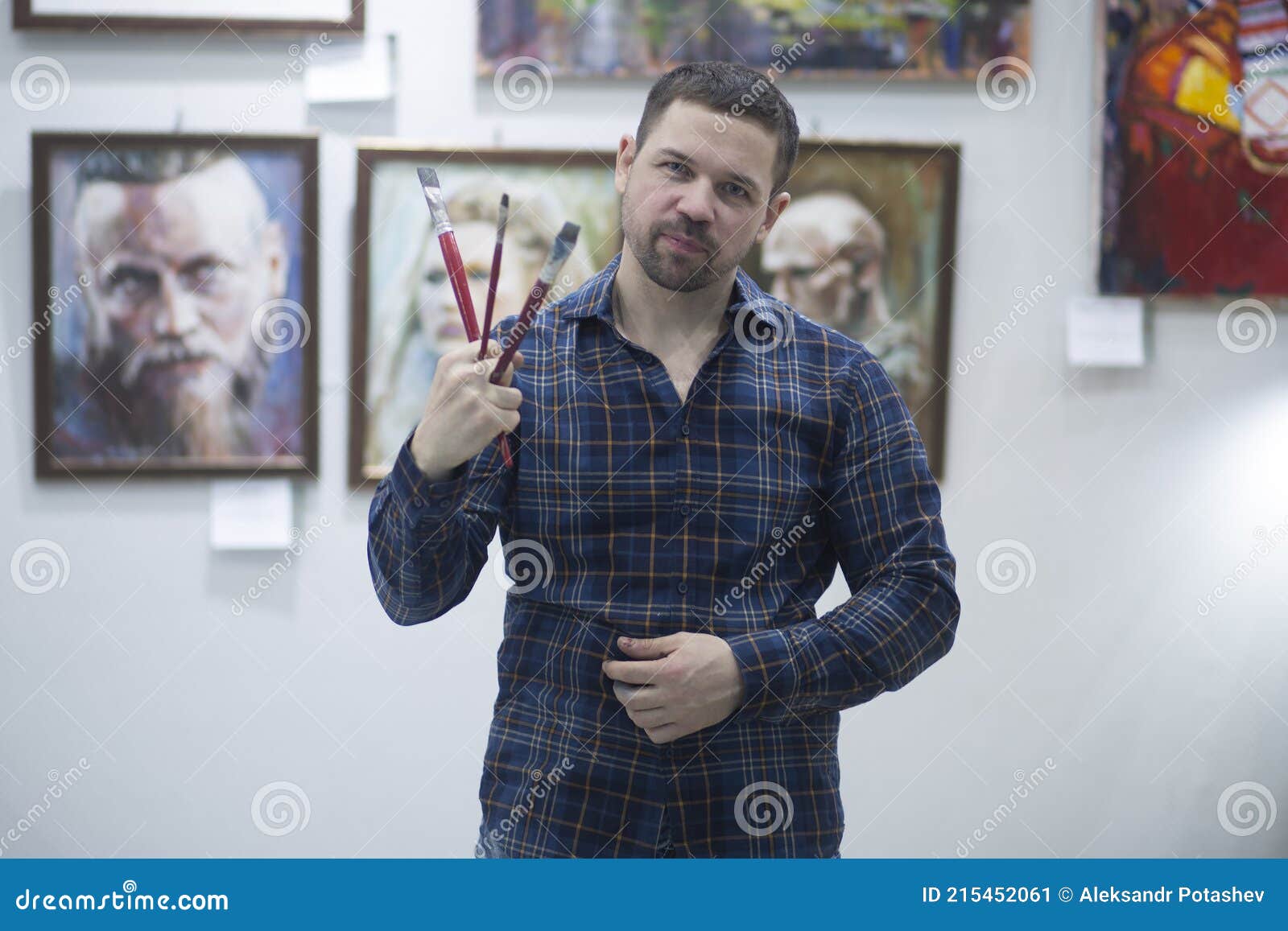 Portrait of the Artist in the Studio, Who Draws a Picture Stock Image ...