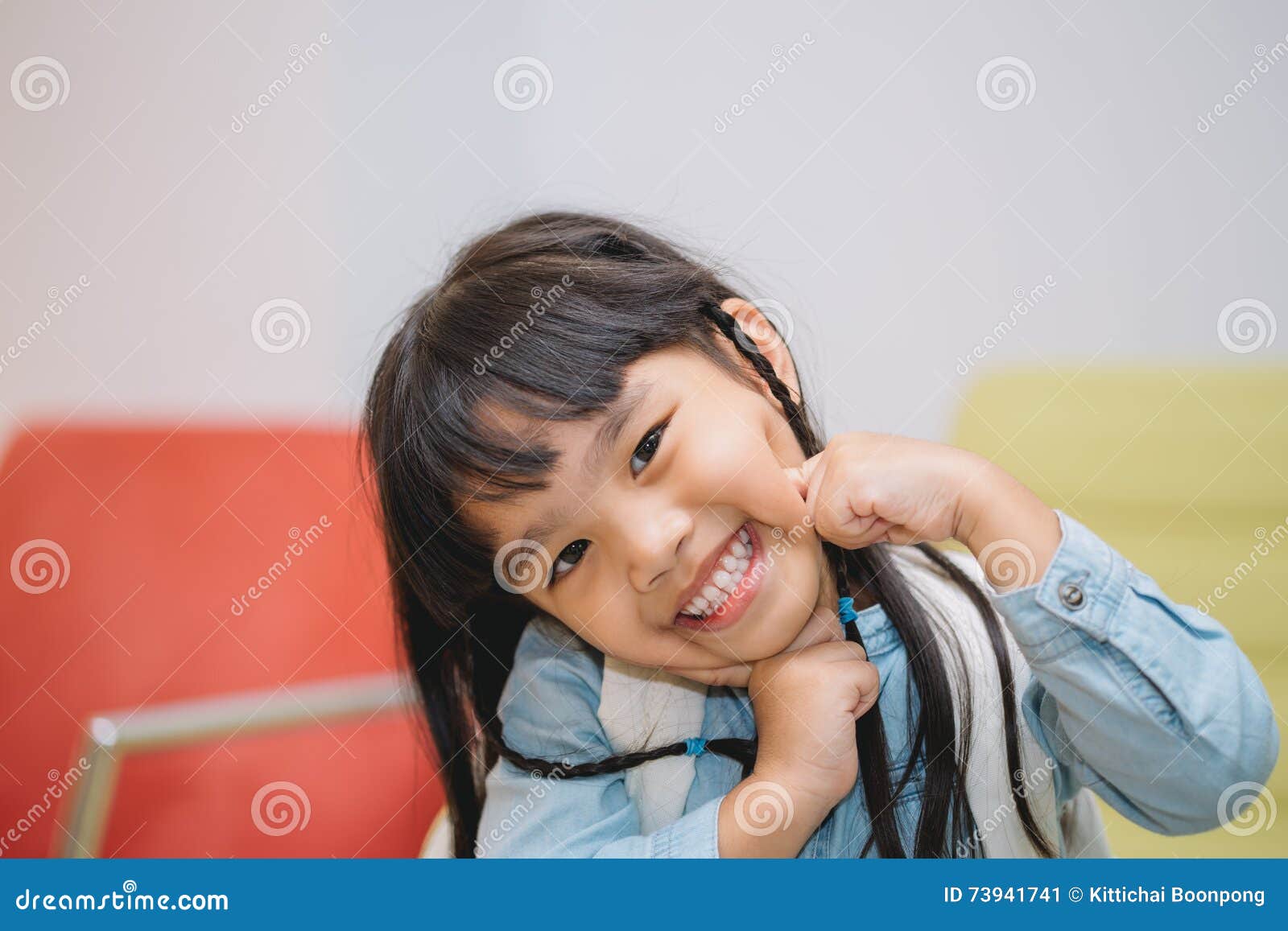 Portrait Asia Children Feeling Happy Stock Image - Image of face ...