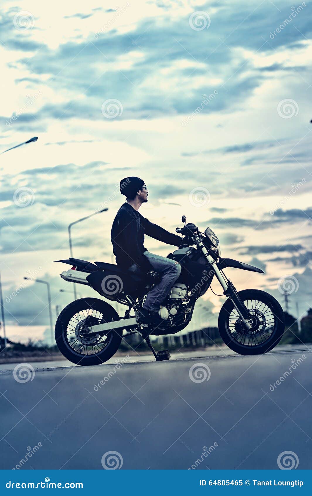 Portrait of Asia Handsome Man Biker on the Motorcycle Stock Image ...
