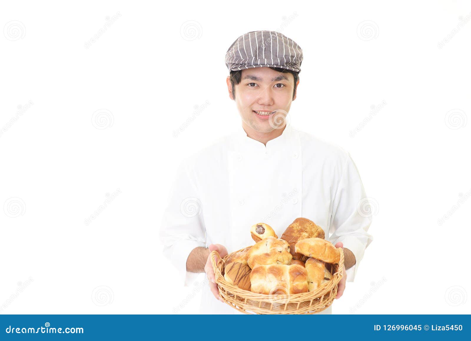 Smiling Asian baker stock image. Image of food, life - 126996045