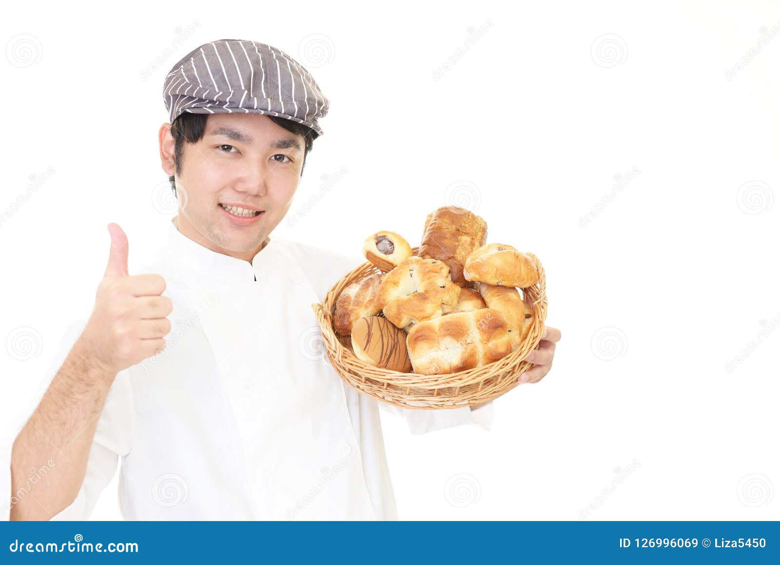 Smiling Asian baker stock image. Image of cooking, breakfast - 126996069