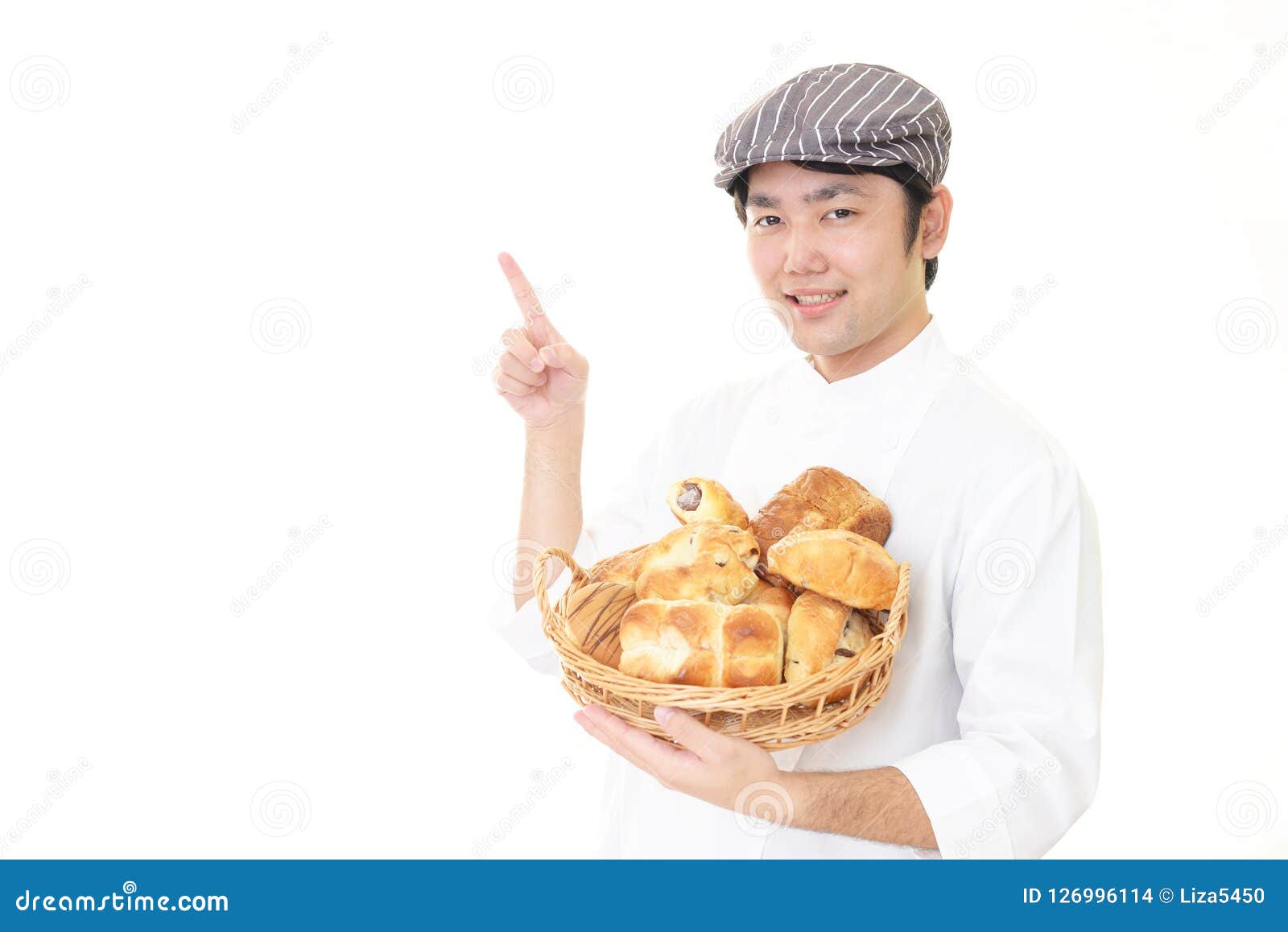Smiling Asian baker stock photo. Image of assistance - 126996114
