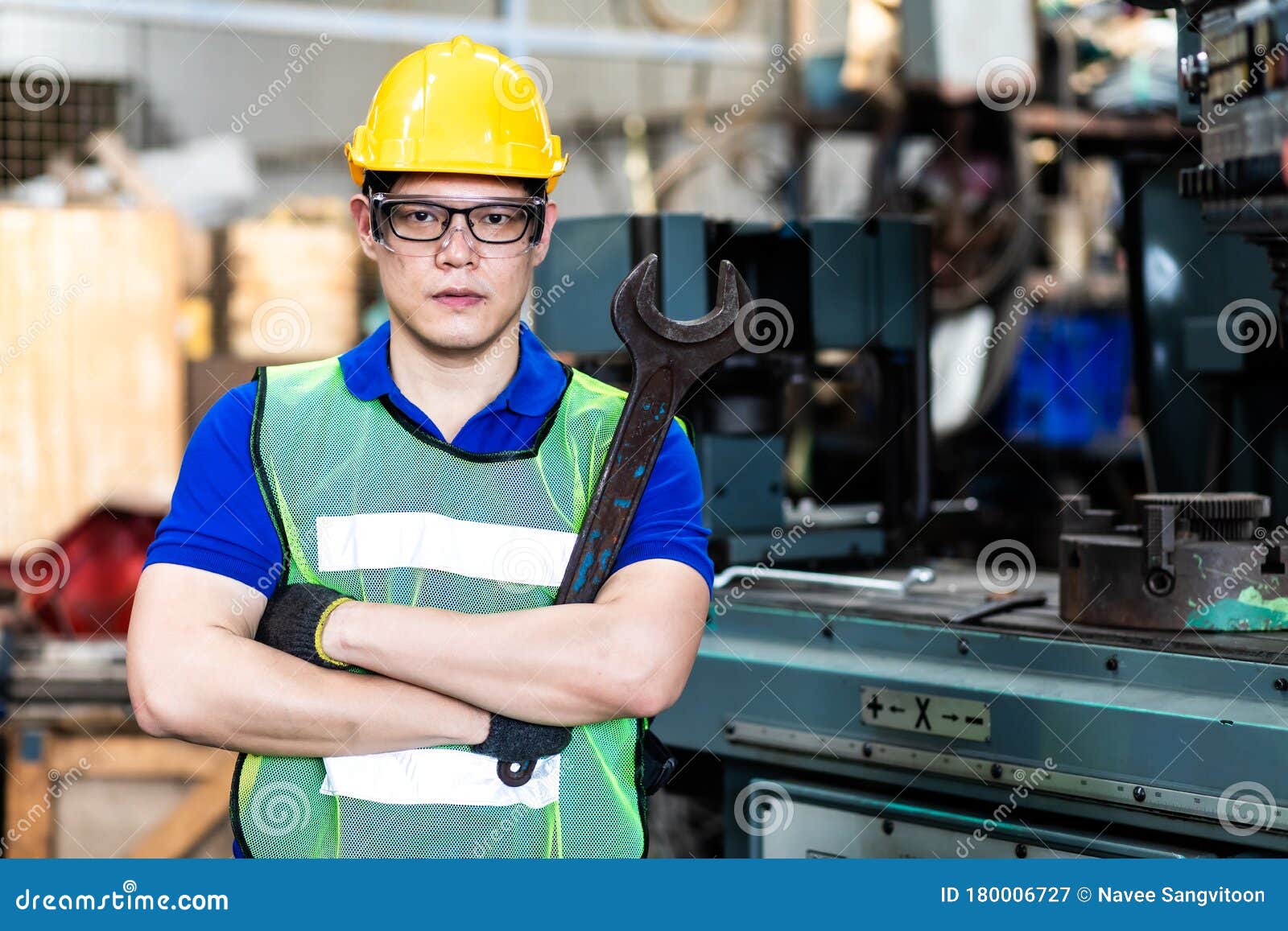 Portrait Asian Engineering Man in an Industrial Manufacturing Facility ...