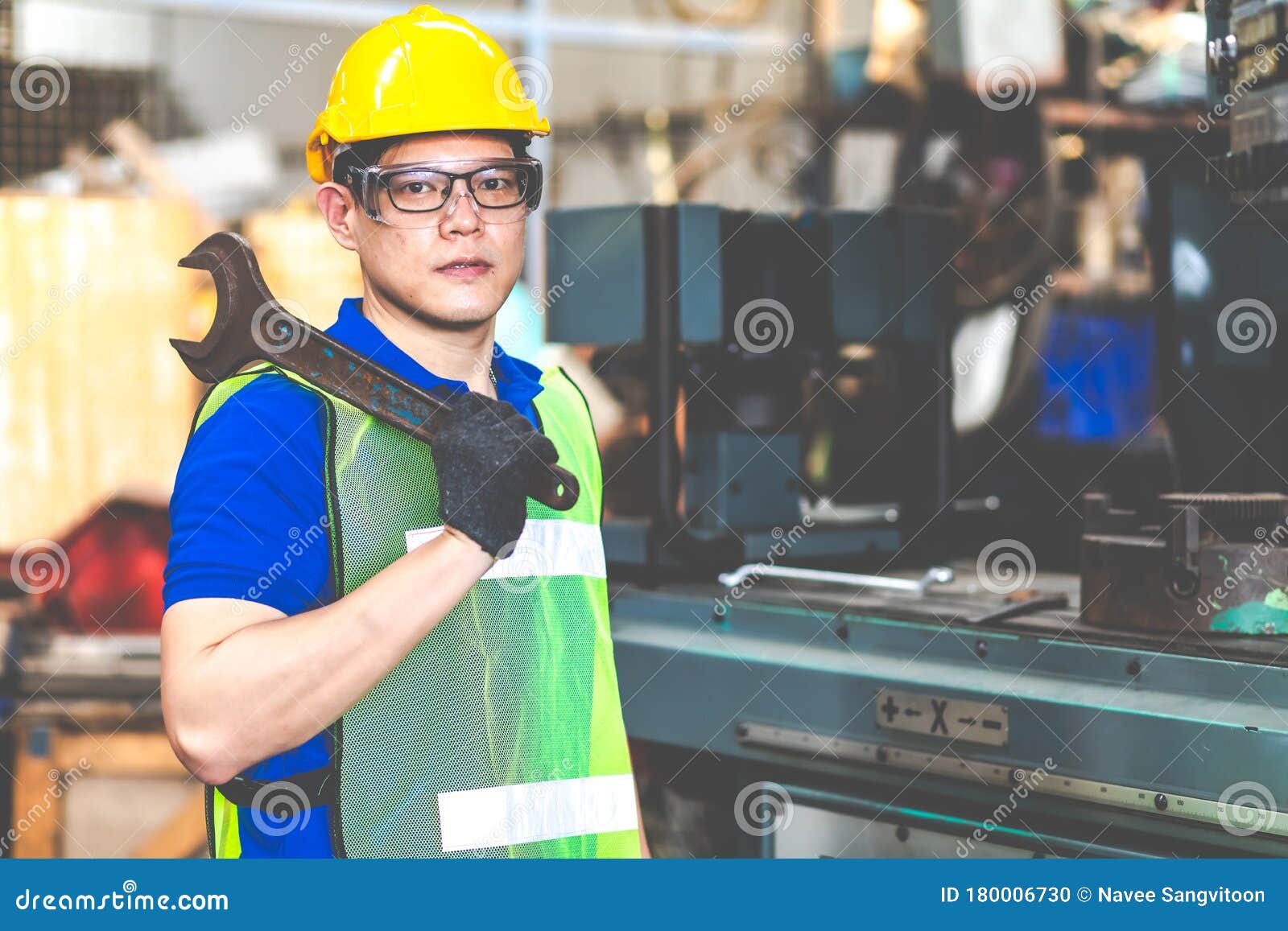 Portrait Asian Engineering Man in an Industrial Manufacturing Facility ...