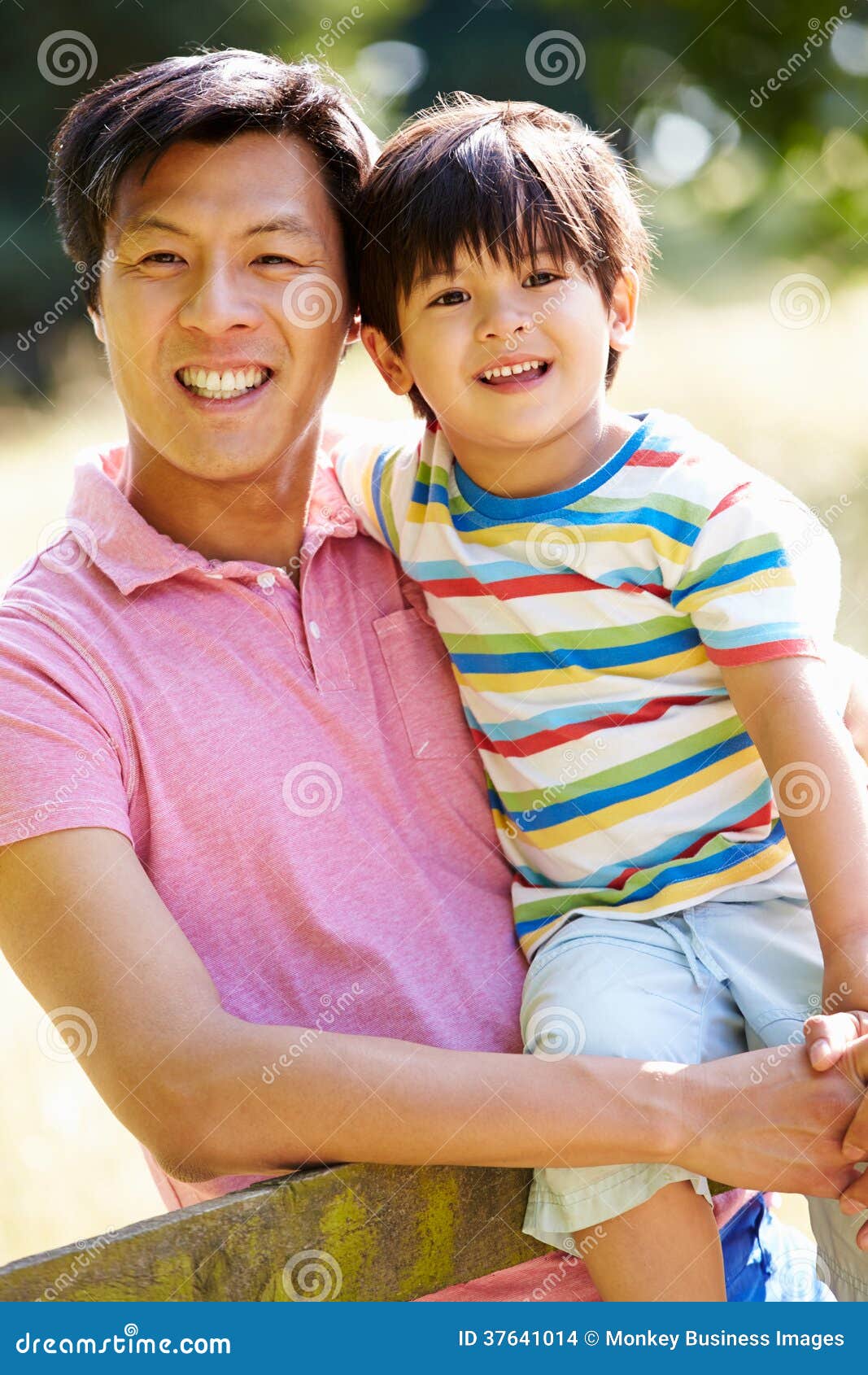 Portrait of Asian Father and Son in Countryside Stock Photo - Image of ...