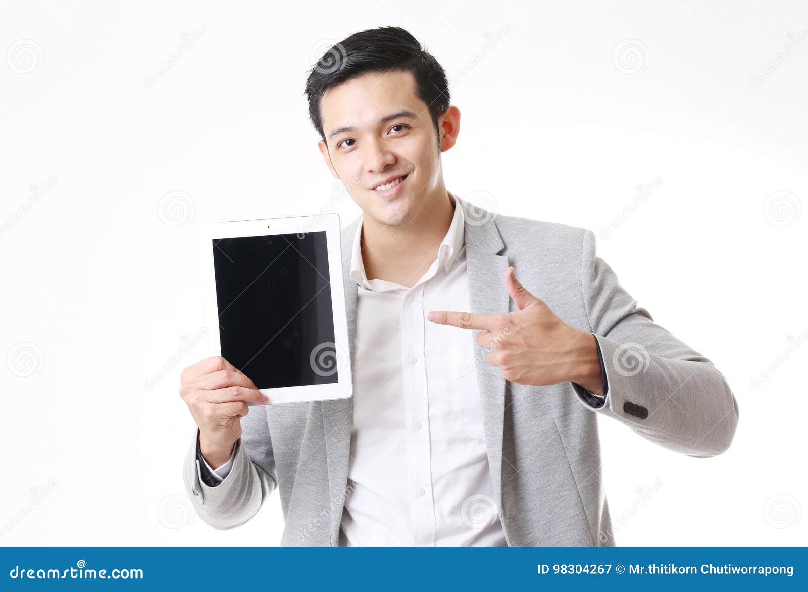 Portrait of Asian Man Isolated and Background with Gesture Sign Stock ...