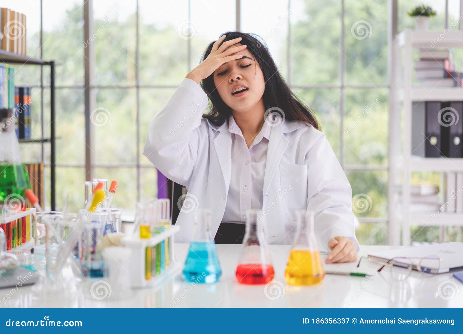Portrait of Asian Scientist in Science Room Stock Image - Image of girl ...