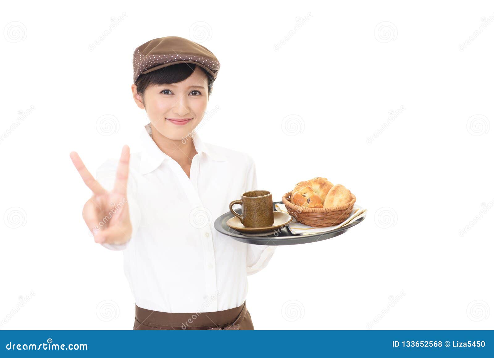 A smiling waitress stock photo. Image of happy, hospitality - 133652568