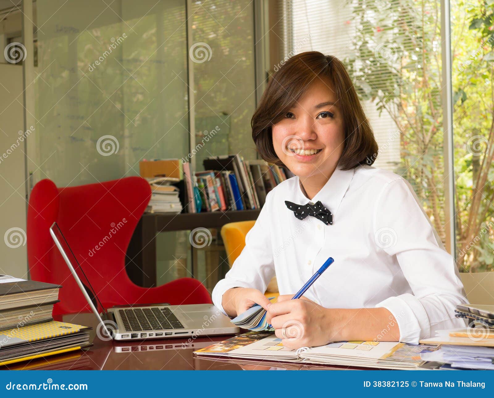 Portrait of Asian Woman Interior Designer Working Stock Image - Image ...