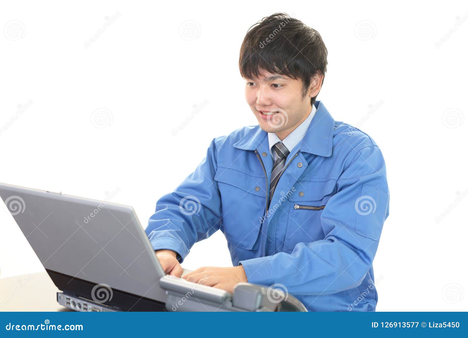Smiling Asian worker stock image. Image of enjoying - 126913577