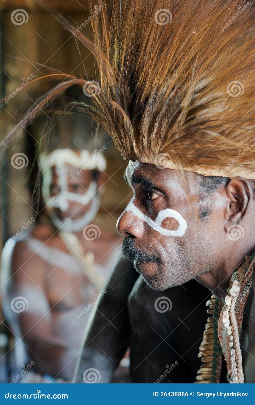Portrait Of An Asmat Man With Head-dress And Ritual Face Painting ...