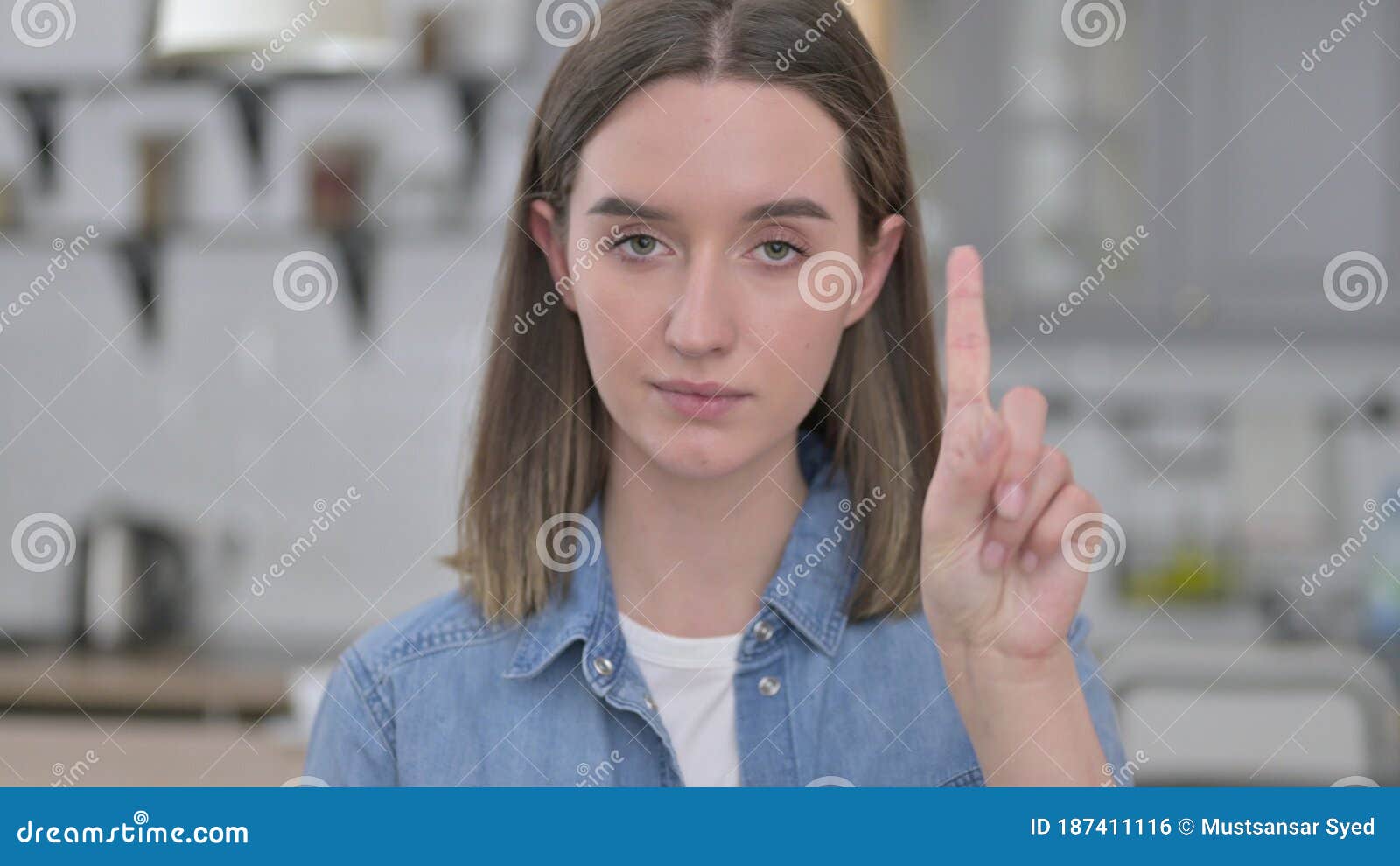 Portrait of Assertive Woman Saying No by Hand Gesture Stock Photo ...