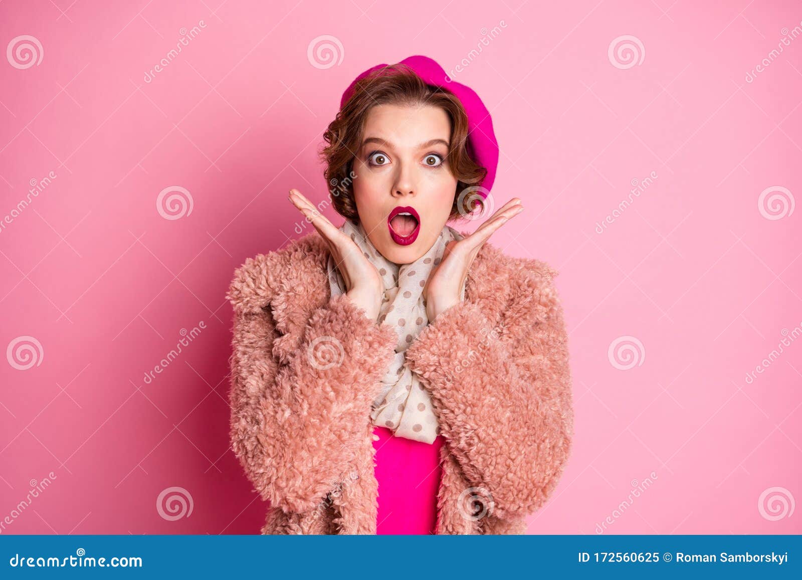 Portrait Of Astonished Crazy Girl Stare Stupor About Incredible Novelty