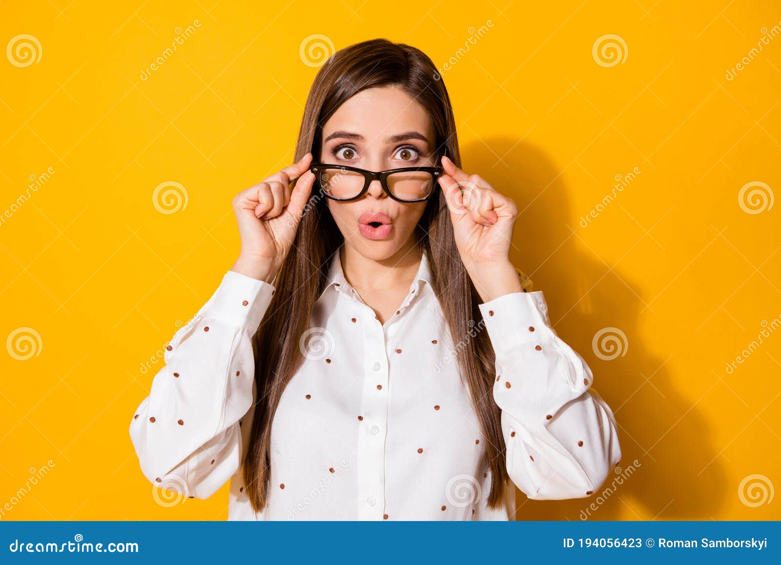 Portrait Of Astonished Funky Freelancer Girl Look Incredible Novelty