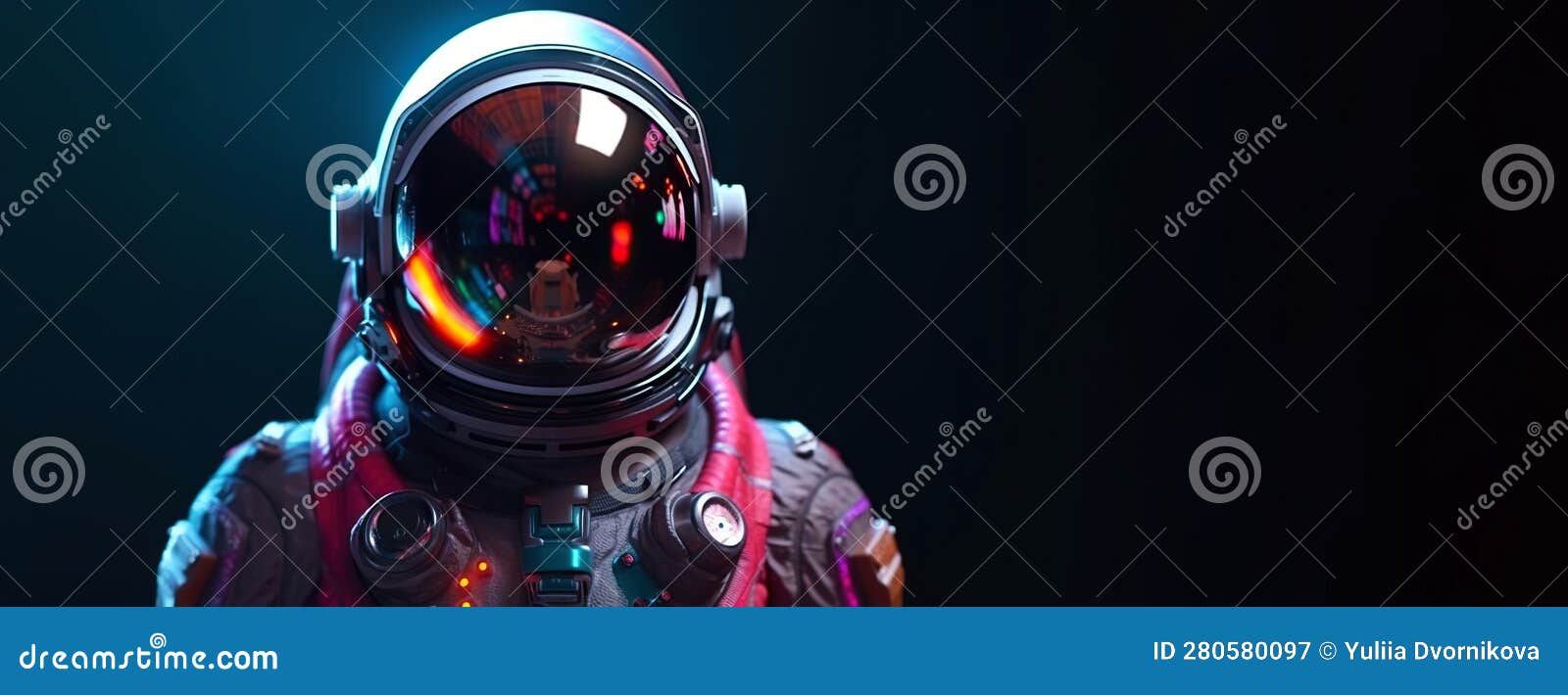 Portrait of Astronaut Floating in Space. Front View on Spacesuit ...