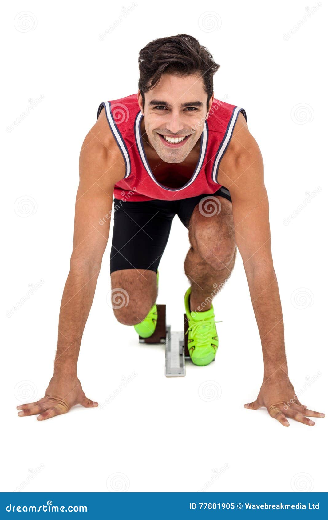 Portrait of Athlete Man in Ready To Run Position Stock Image - Image of ...
