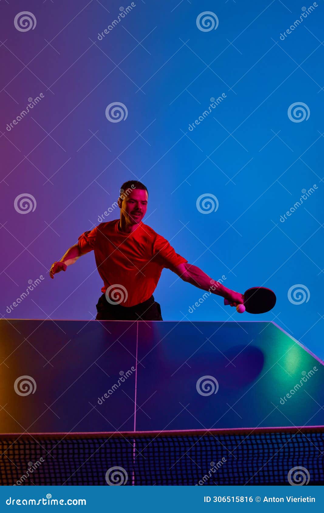 Portrait of Athletic Concentrated Man Training Hits Ball, Attack ...