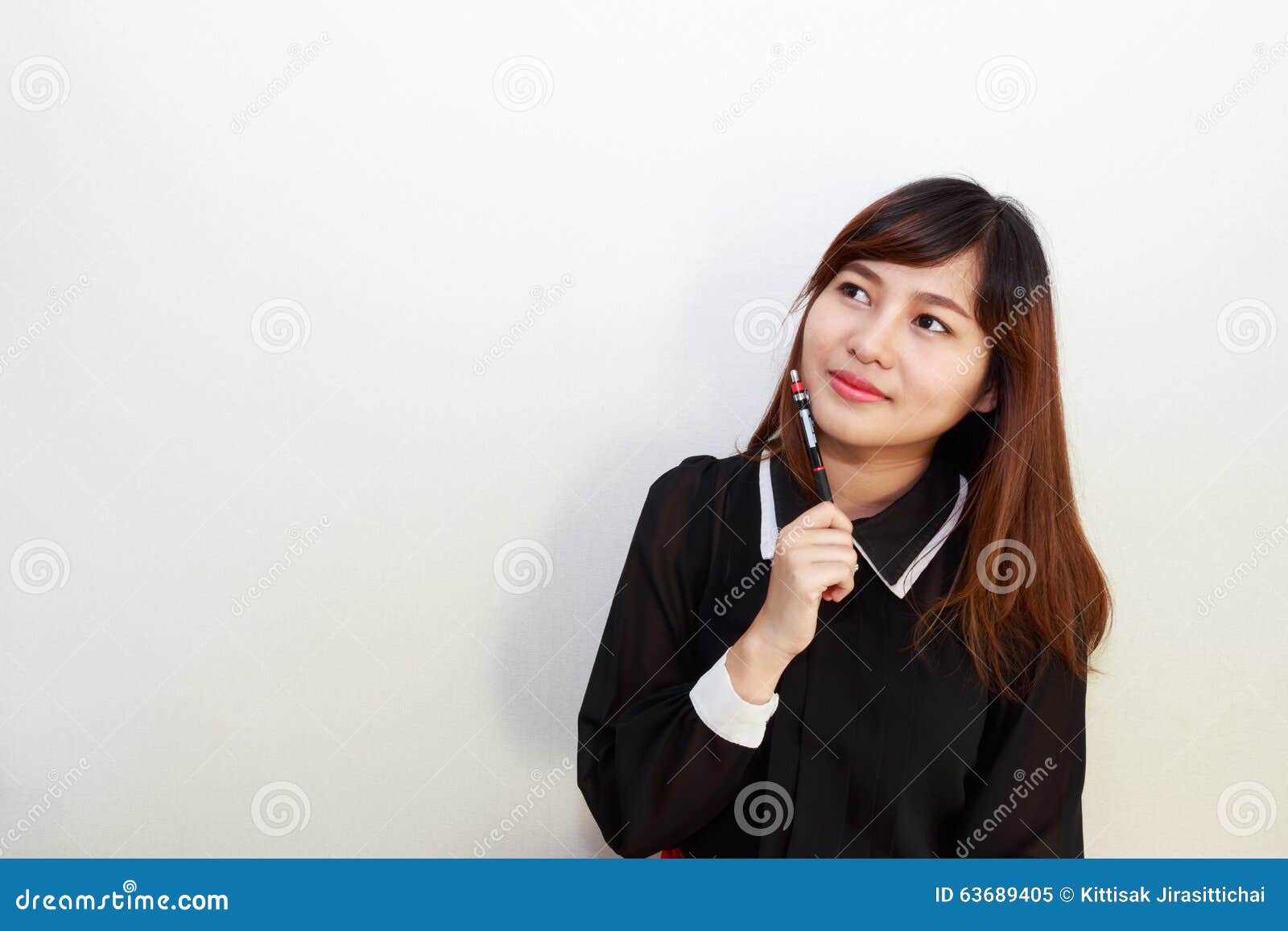 Portrait of an Attractive Asian Woman Thinking Stock Image - Image of ...