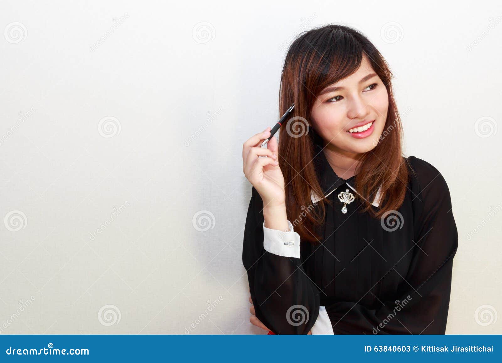 Portrait of an Attractive Asian Woman Thinking Stock Image - Image of ...