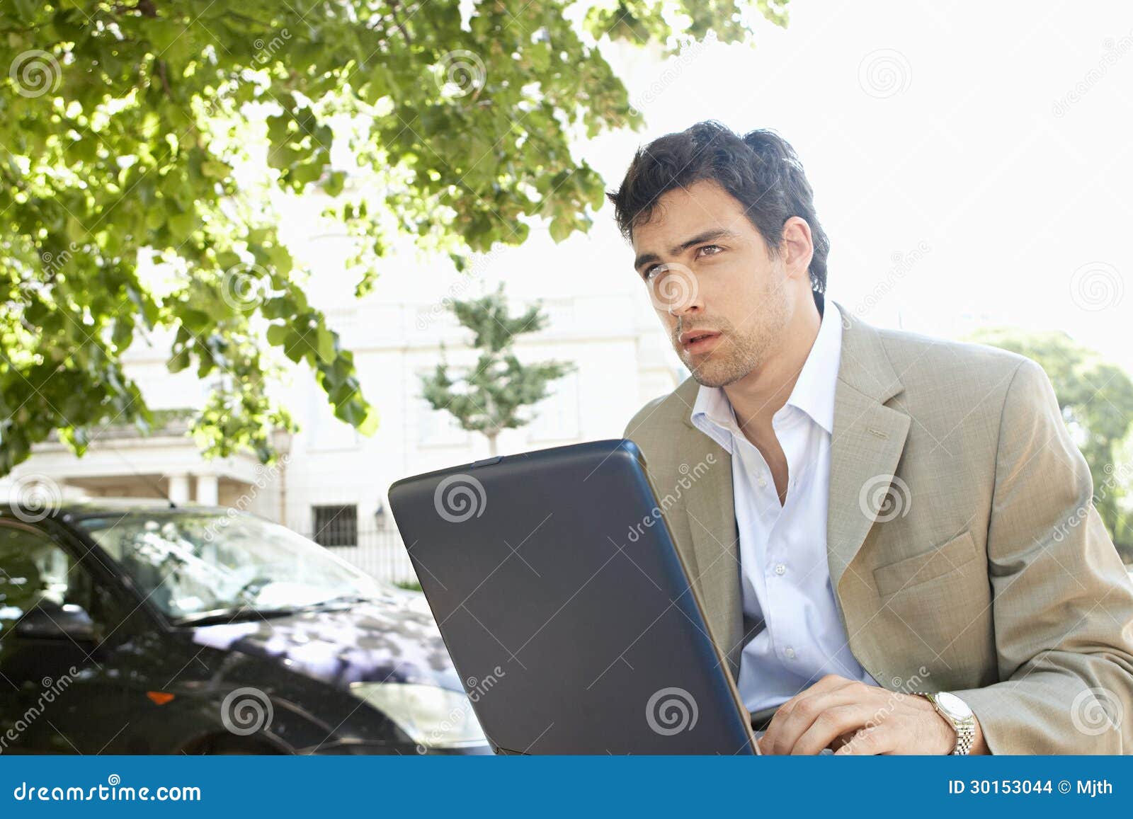 Businessman with laptop. stock photo. Image of hispanic - 30153044