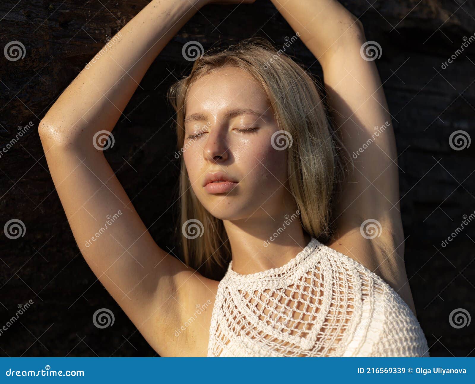 Portrait Of Attractive Caucasian Woman Wearing White Top Woman