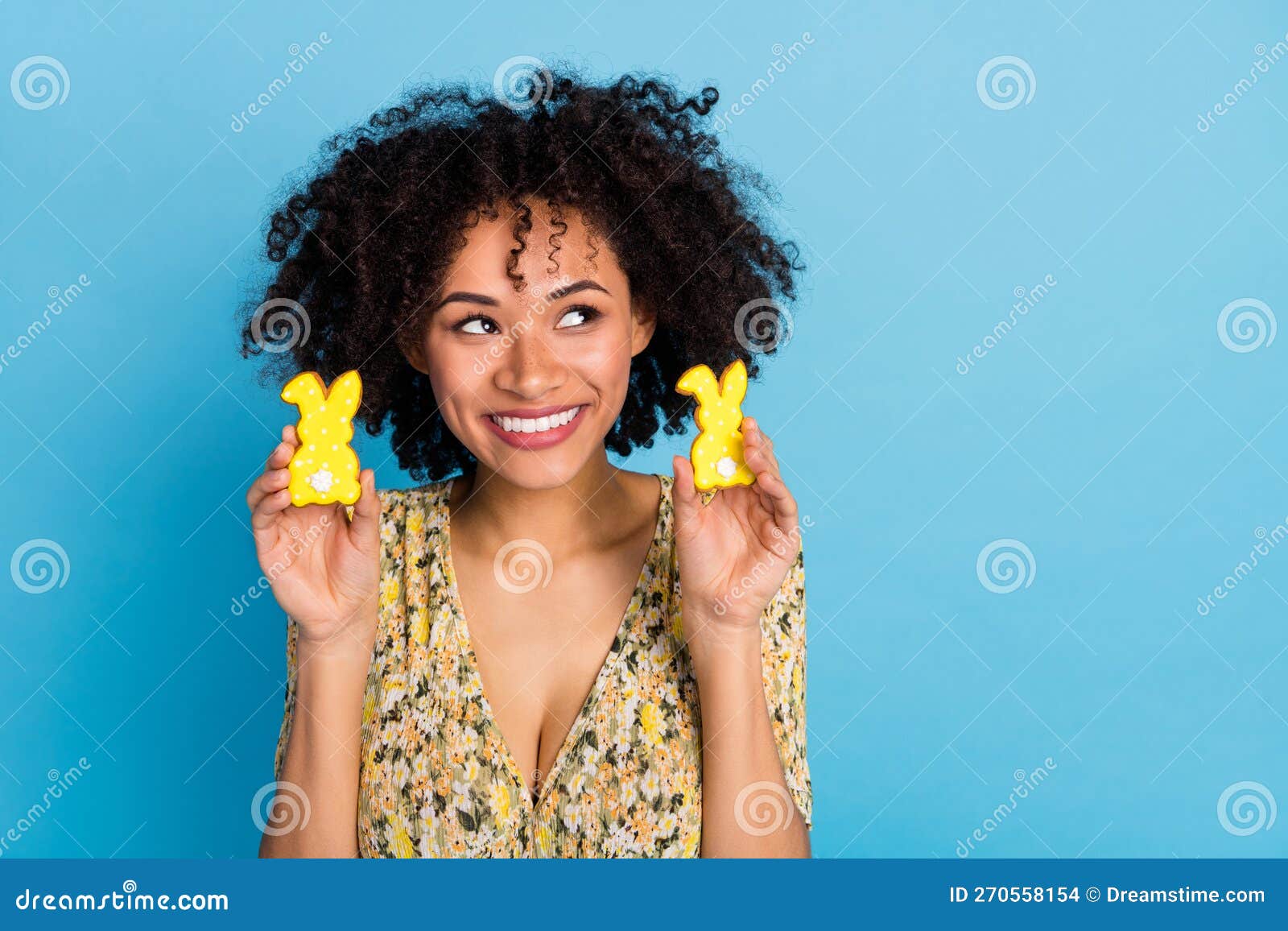 Portrait Of Attractive Cheerful Girl Holding Baked Decorative Hare