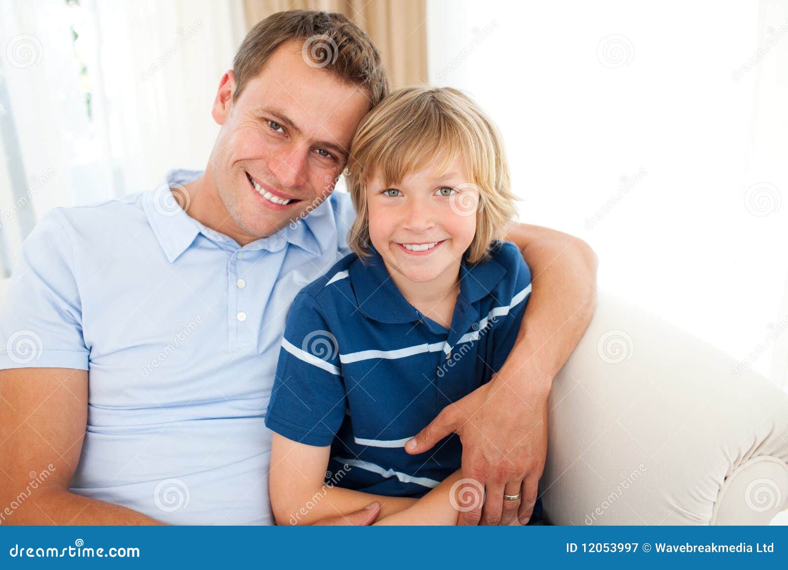 Portrait of an Attractive Father Hugging His Son Stock Image - Image of ...