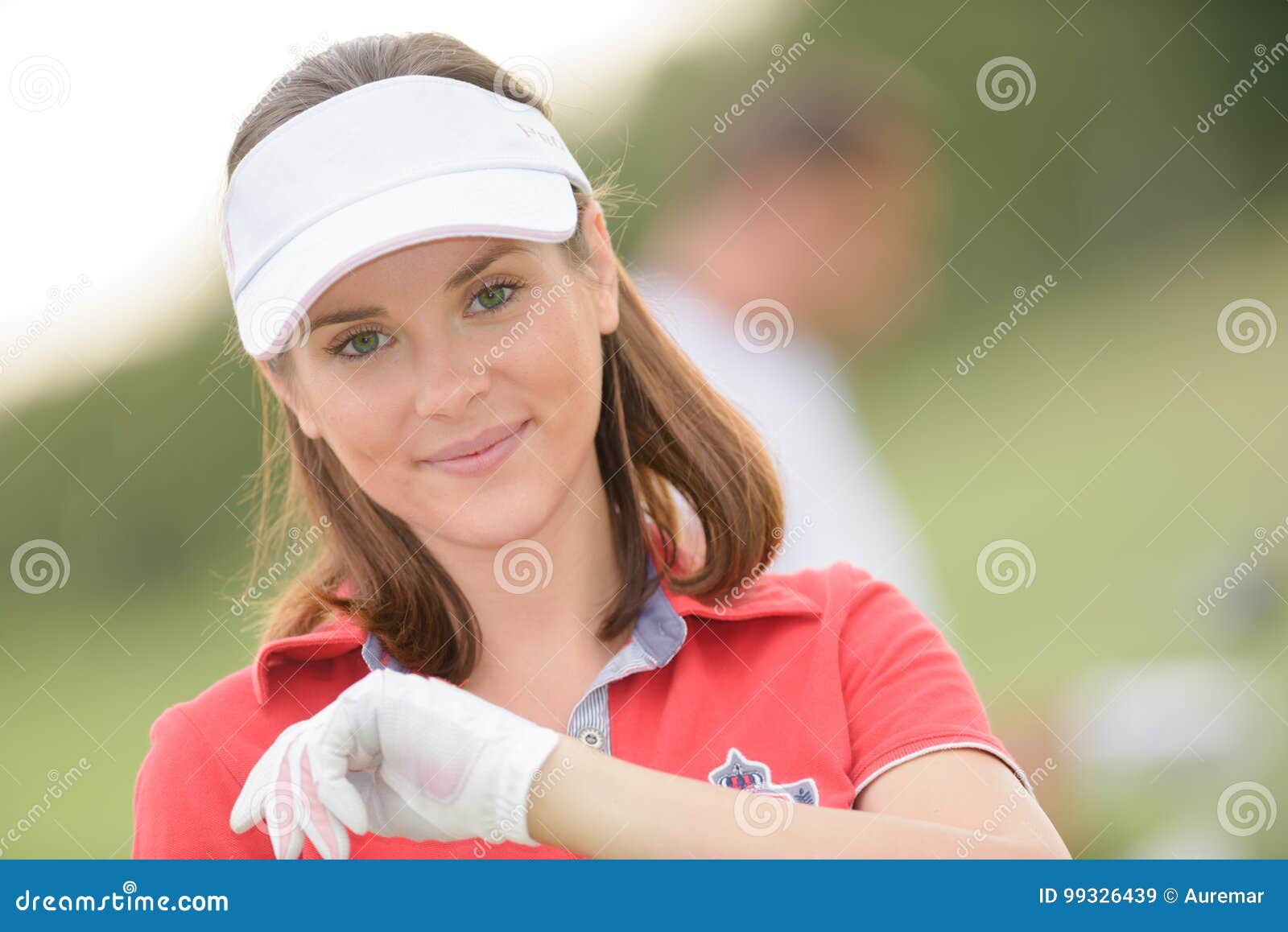 Portrait Attractive Female Golfer Stock Image - Image of green, smile ...