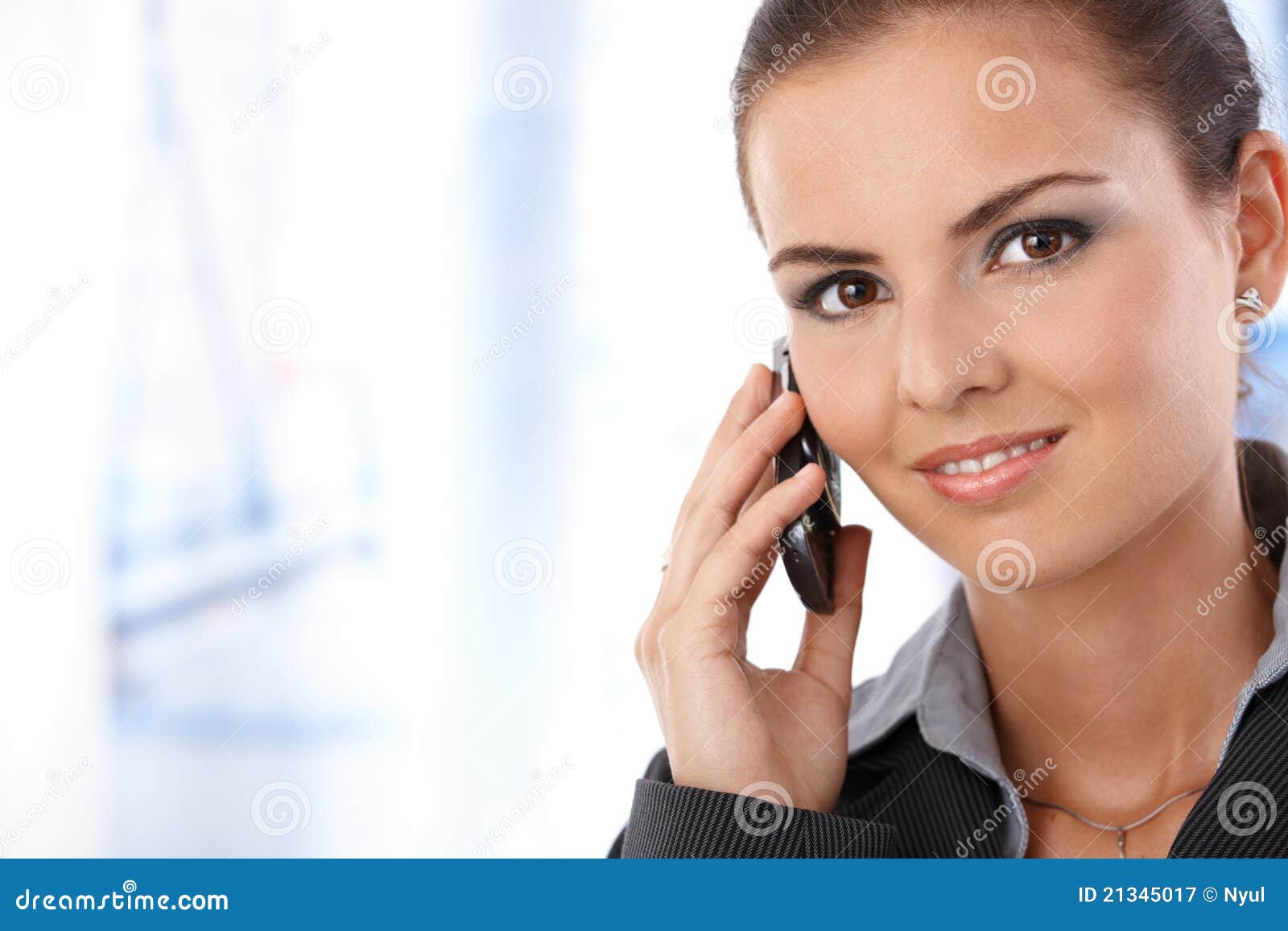 Portrait of Attractive Female on Phone Call Stock Image - Image of ...