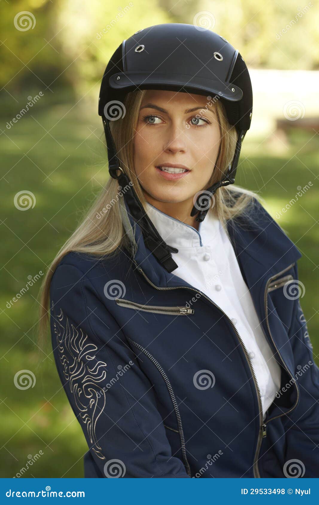 Portrait of Attractive Female Rider Stock Photo - Image of outdoor ...