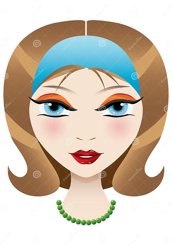 Portrait Of An Attractive Girl With Blue Eyes Stock Vector