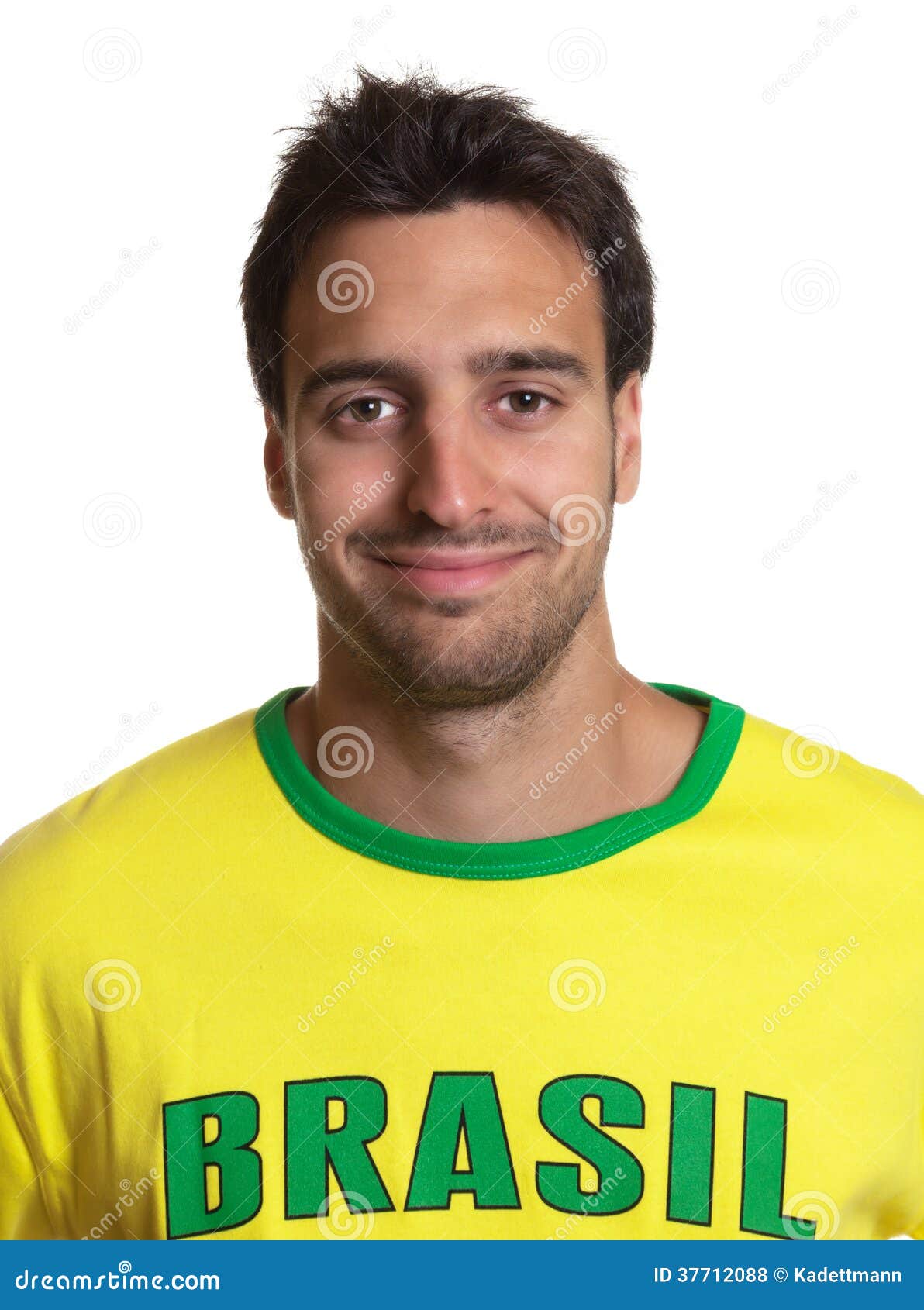 Portrait Of An Attractive Guy With Brazilian Jersey Stock Photo - Image ...