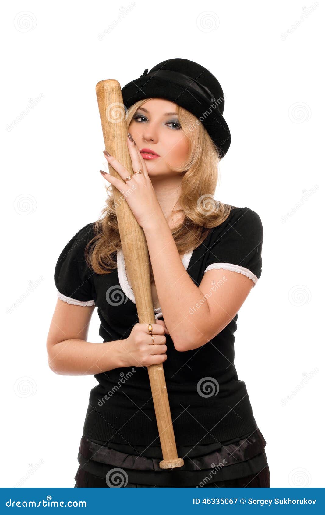 Portrait of Attractive Lady with a Bat Stock Image - Image of people ...