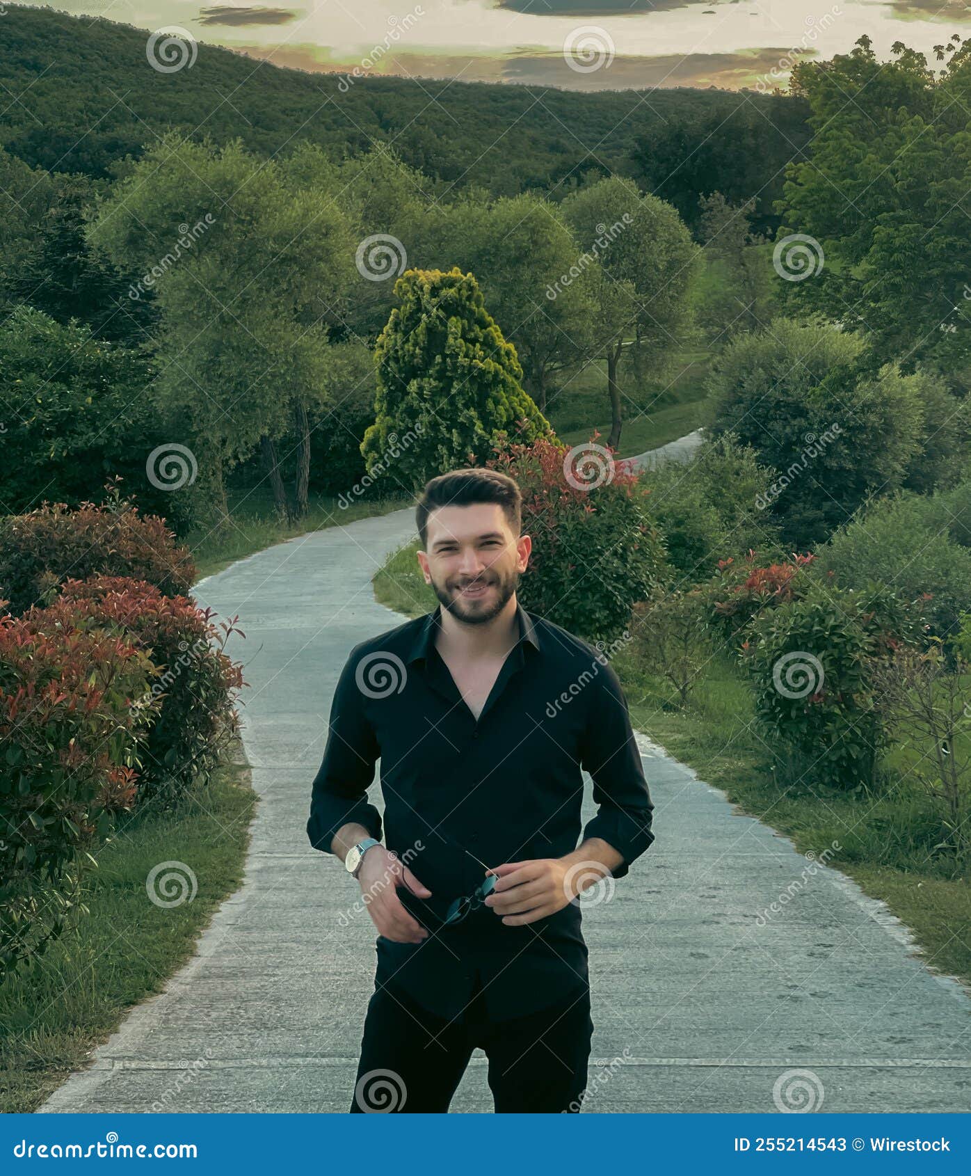 Portrait of an Attractive Man on the Park Pathway Stock Image - Image ...
