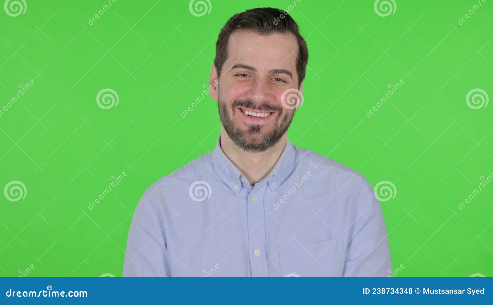 Portrait of Attractive Man Smiling at Camera, Green Screen Stock Photo ...