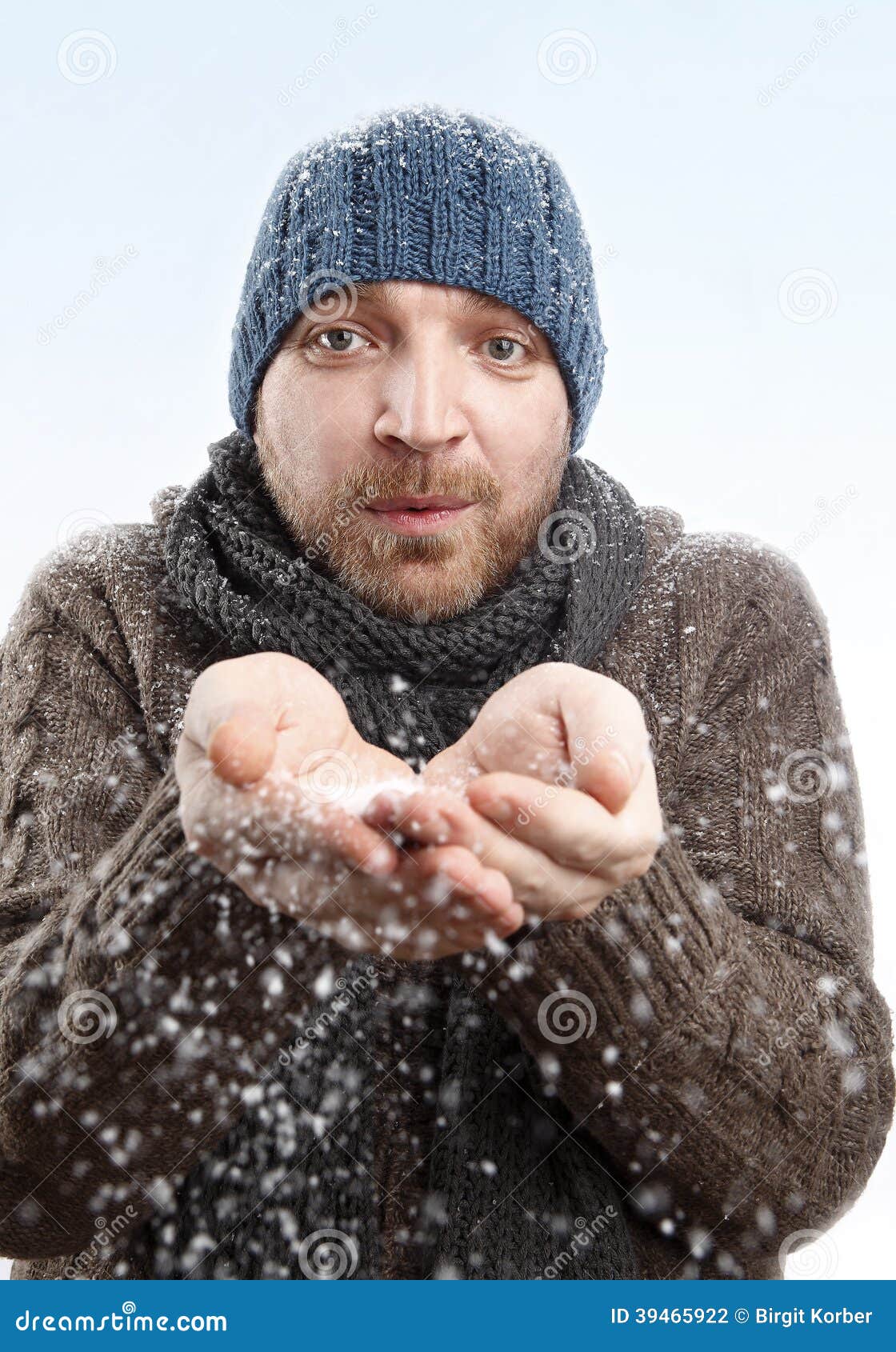 Portrait of an Attractive Man in the Snow Stock Photo - Image of camera ...