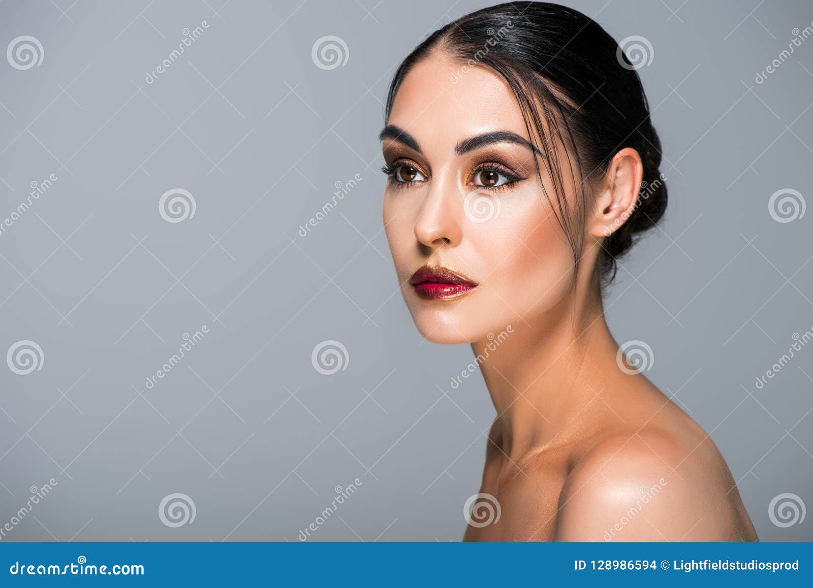 Portrait Of Attractive Nude Model With Makeup Royalty Free Stock Image