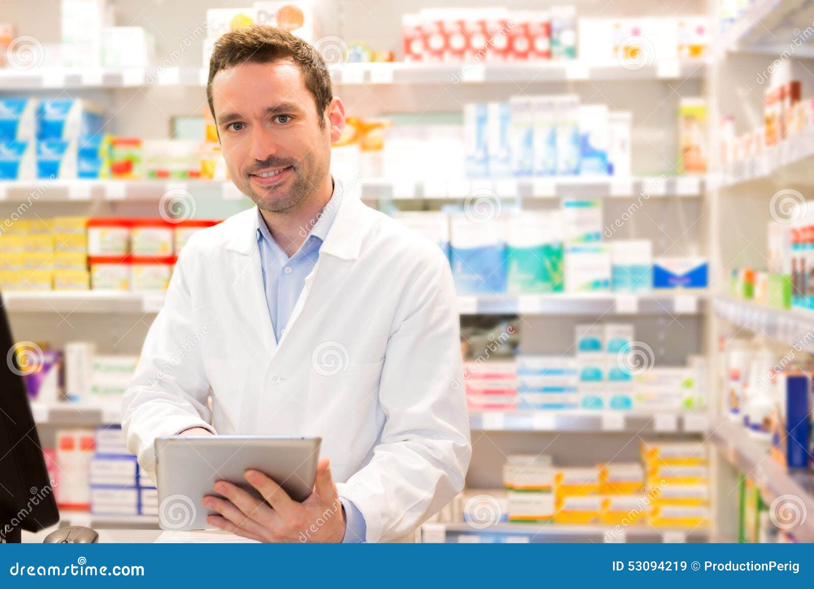 Portrait of an Attractive Pharmacist at Work Stock Image - Image of ...