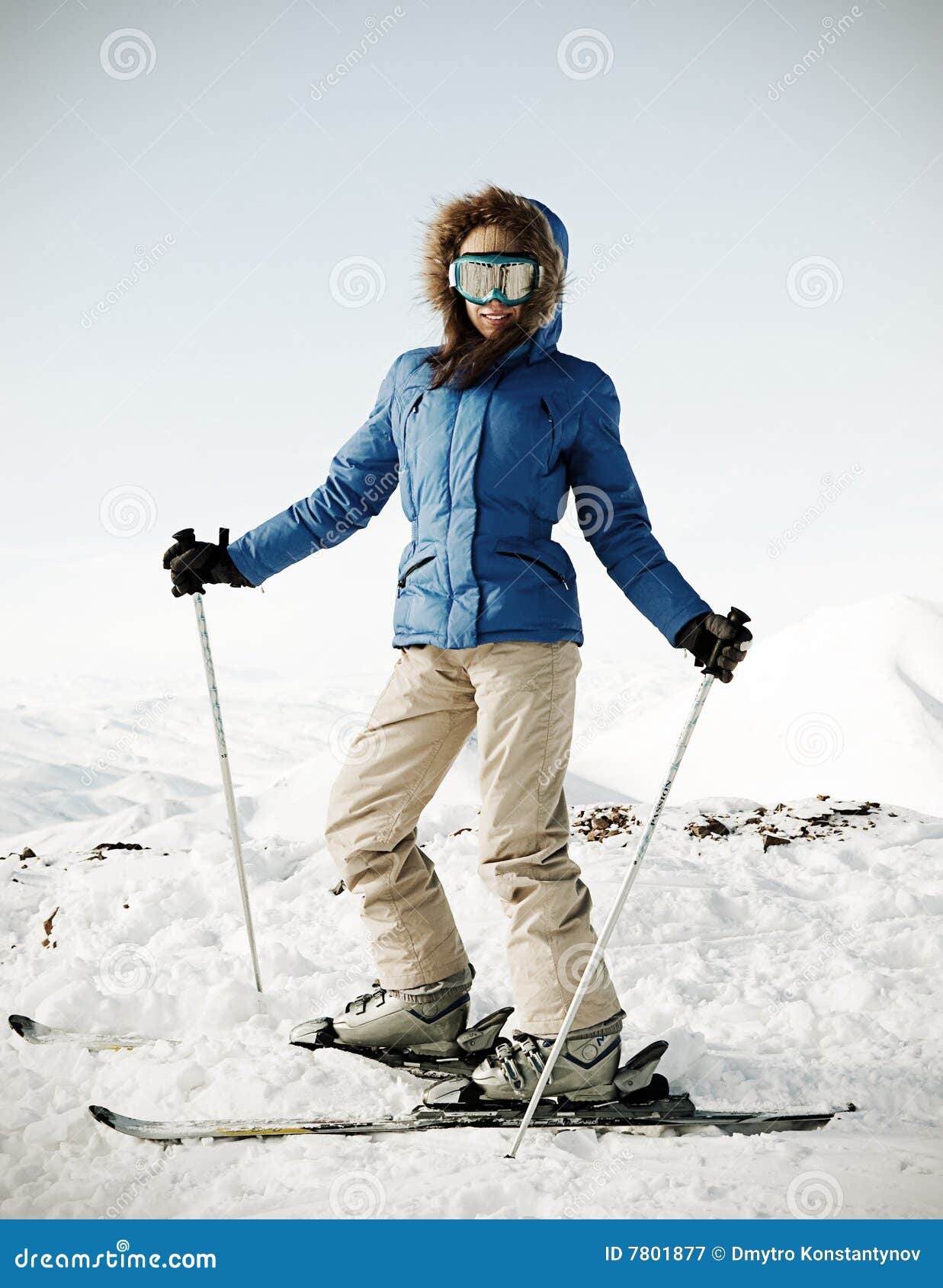 Portrait of Attractive Skier Stock Image - Image of pretty, sport: 7801877