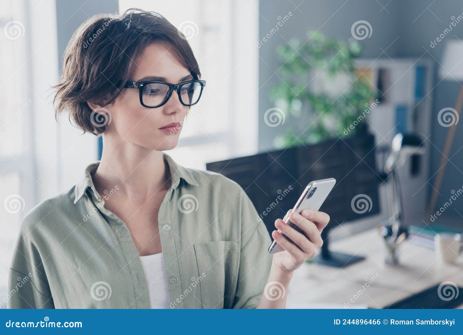 Portrait of Attractive Skilled Focused Girl Tech Manager Using Device ...