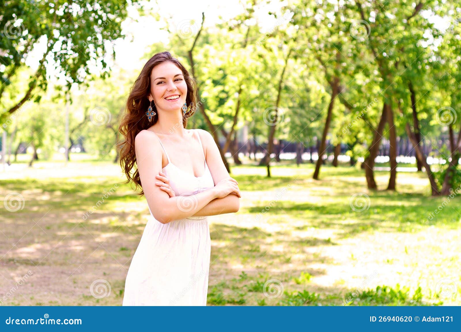 Portrait of an Attractive Woman in the Park Stock Photo - Image of ...