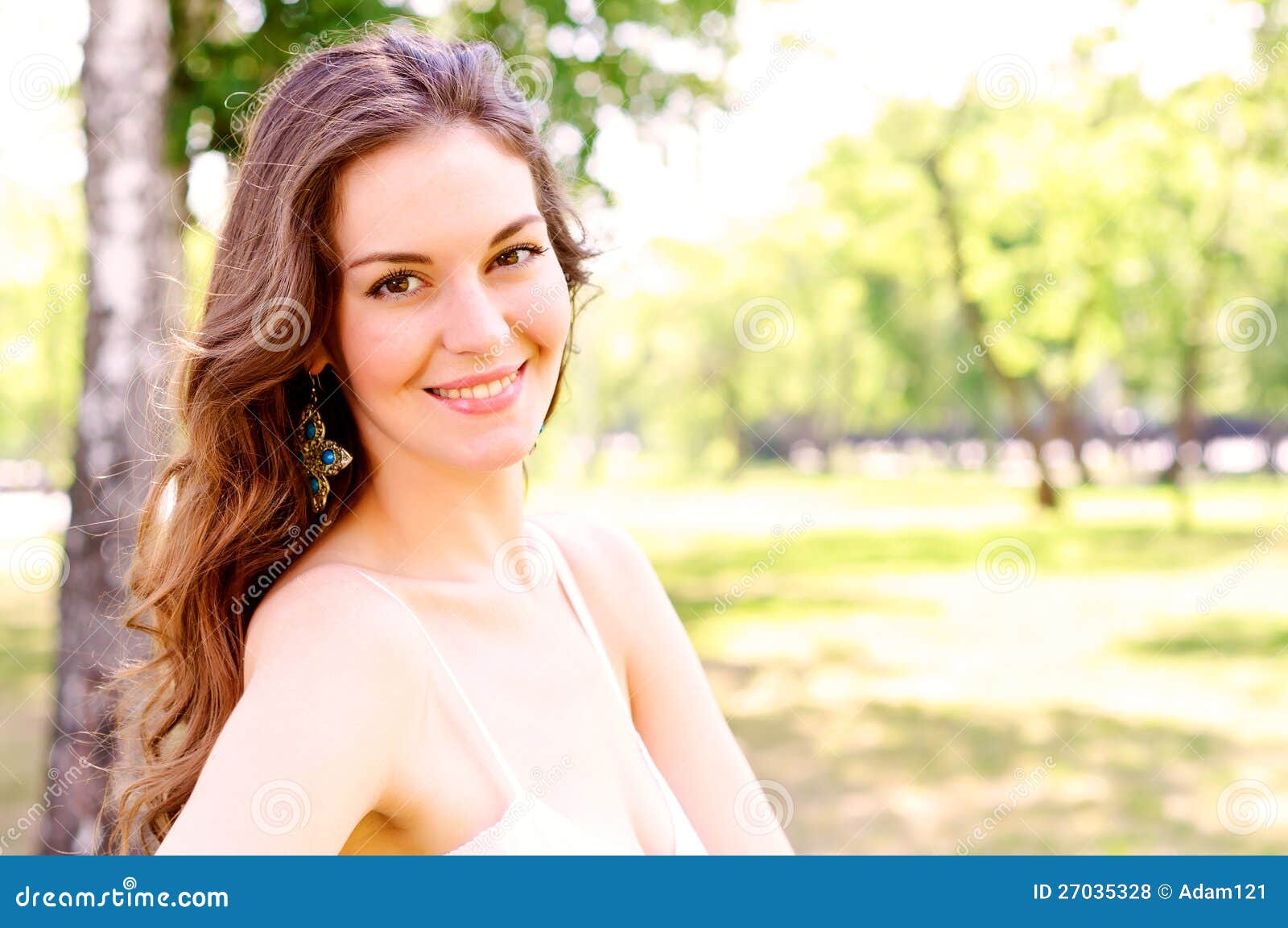 Portrait of an Attractive Woman in the Park Stock Photo - Image of ...