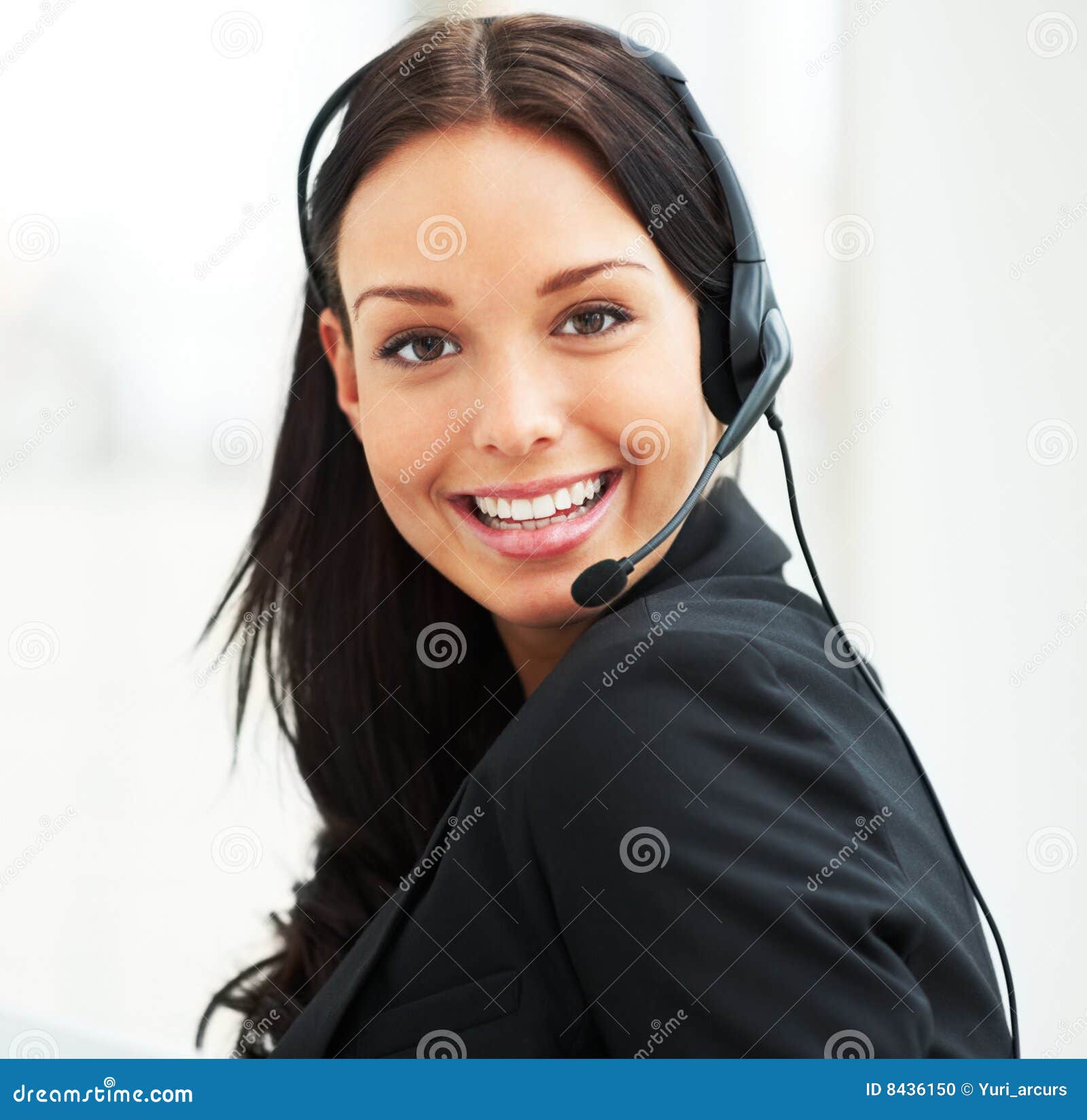 Portrait of Attractive Young Female Headset Stock Photo - Image of ...
