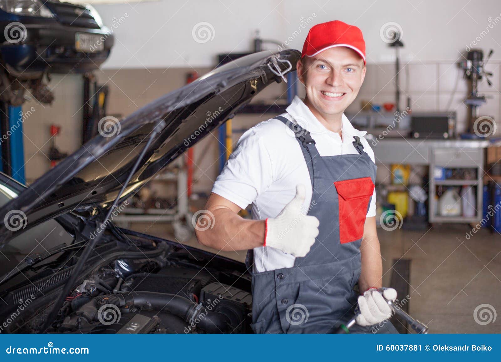 Portrait Of Auto Shop Mechanics Group Together Employee Royalty-Free ...
