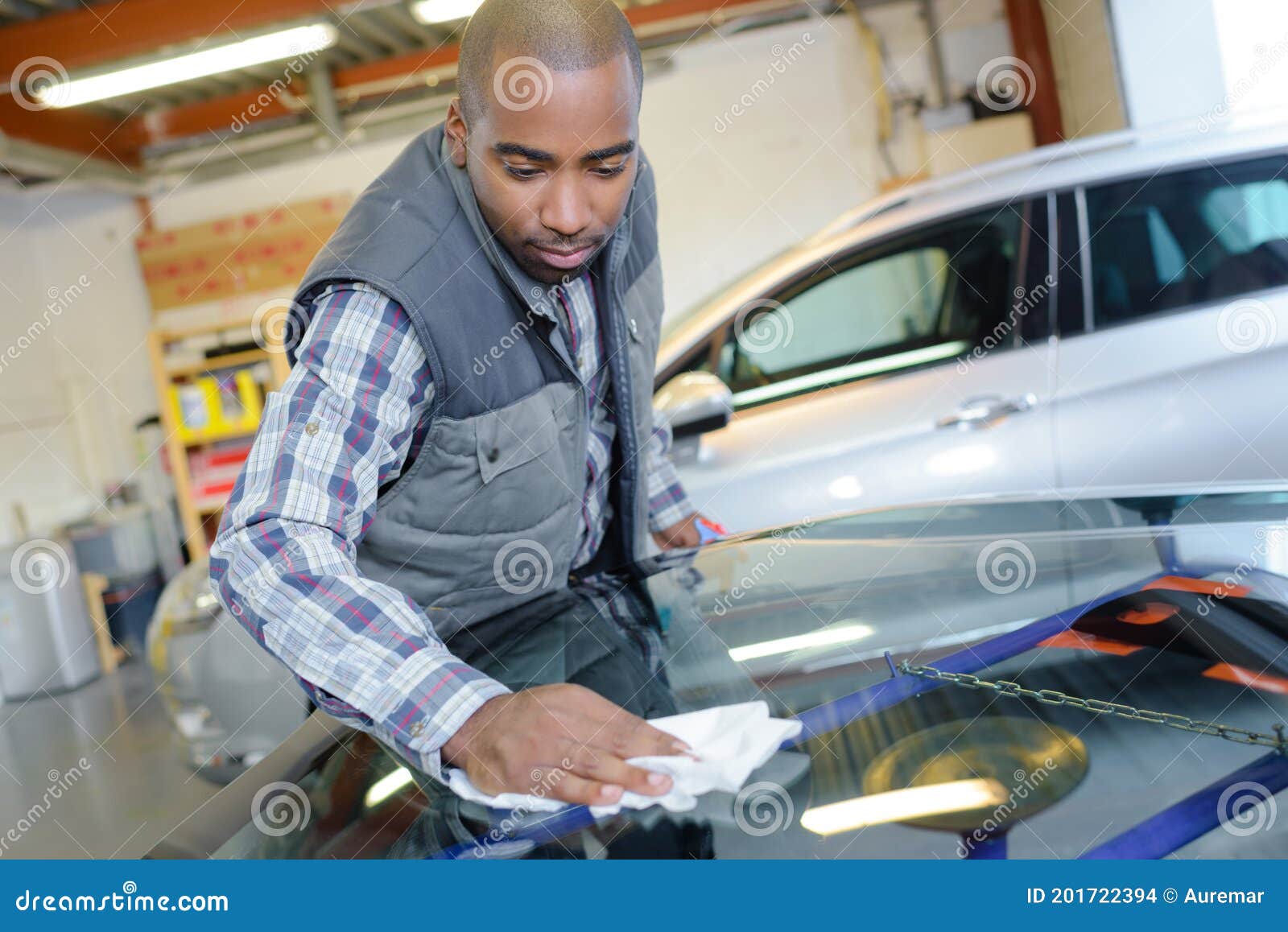 Portrait Automotive Glass Mechanic Working Stock Photo - Image of ...