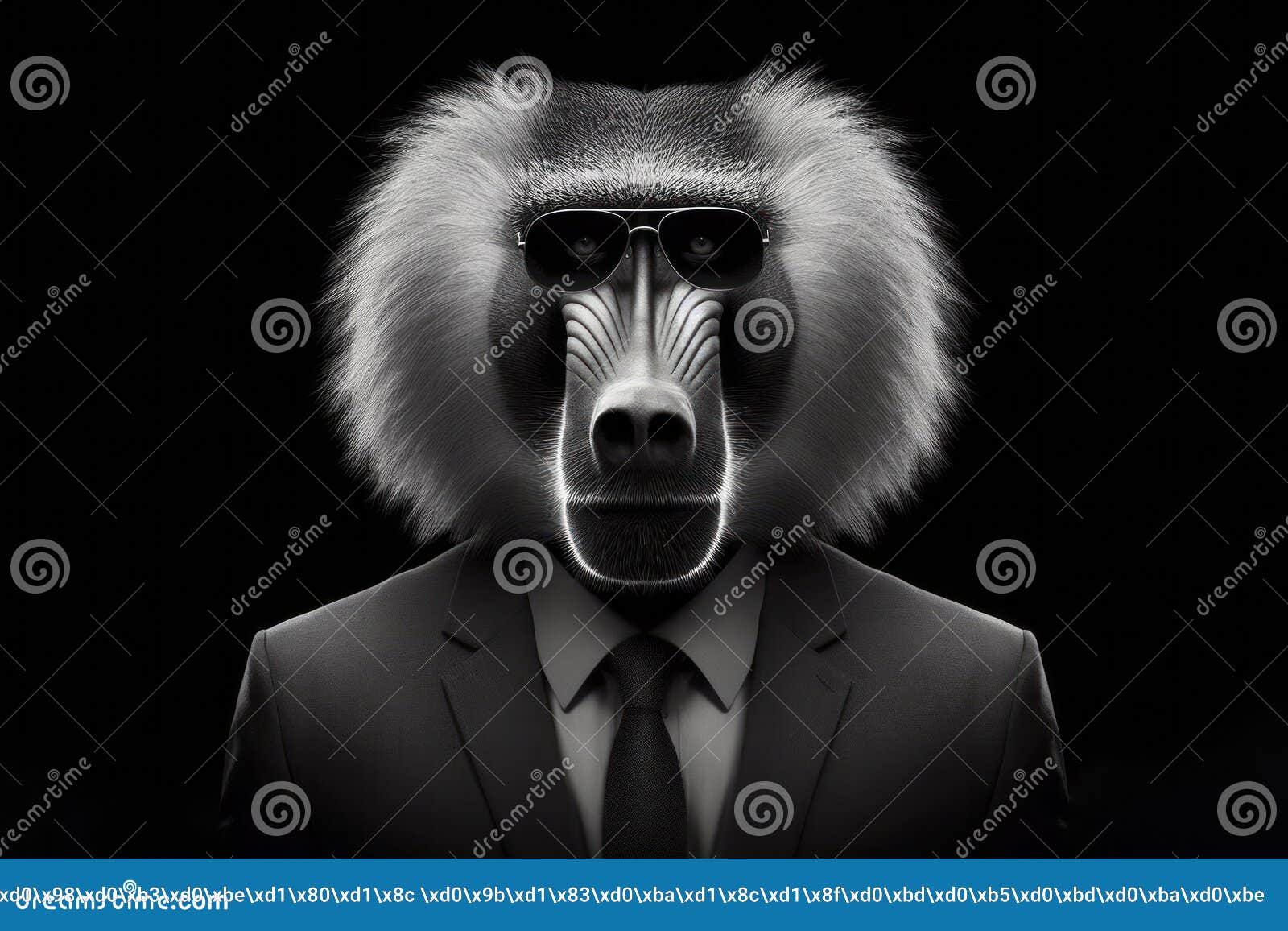 Ape Baboon Dressed In Formal Business Suit Blurred Background ...
