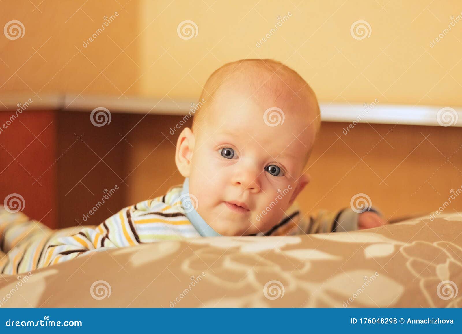 Portrait of Baby Awake, Looking at the Camera Stock Photo - Image of ...