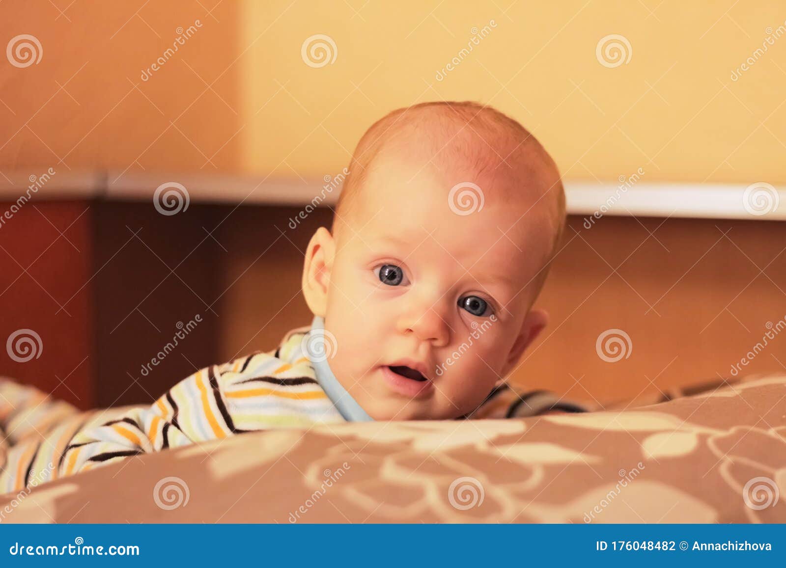 Portrait of Baby Awake, Looking at the Camera Stock Photo - Image of ...